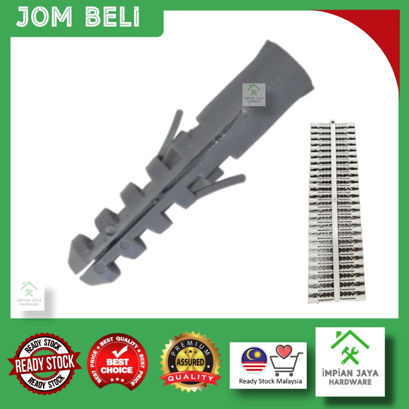 🌱IMP🌱 M6 (Model 501) Plastic Wall Plug Anchor Expansion Bolt Pipe ...