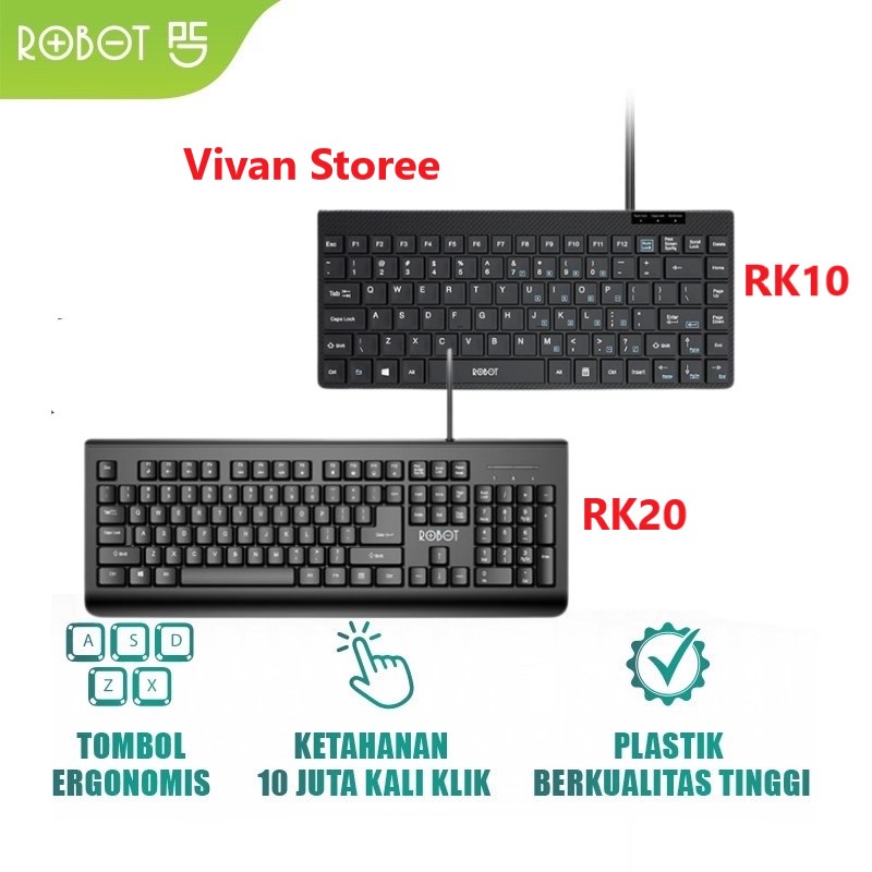 Robot Wired Keyboard Portable Mini Office Keyboard Wired Ultra-Thin ...