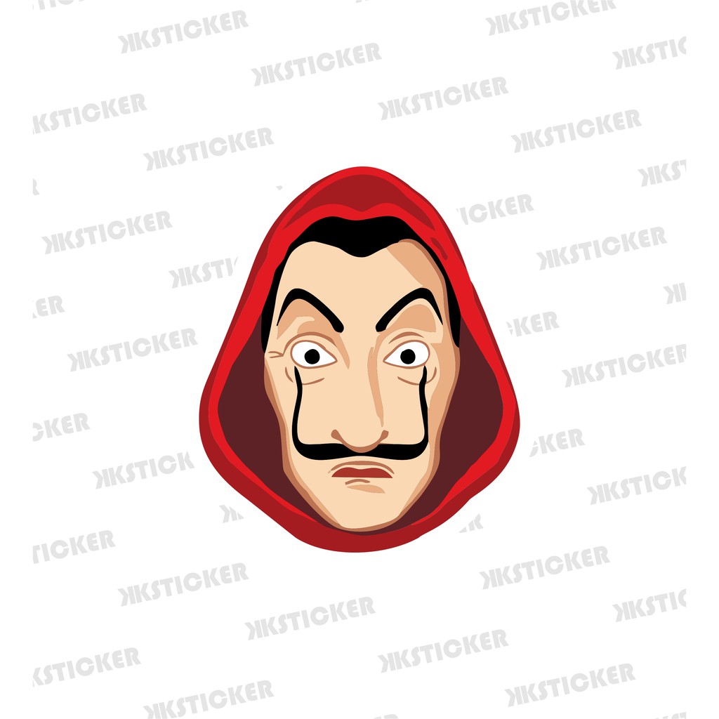 Dali Mask Sticker - Money Heist | Waterproof + Lamination Vinyl Sticker ...