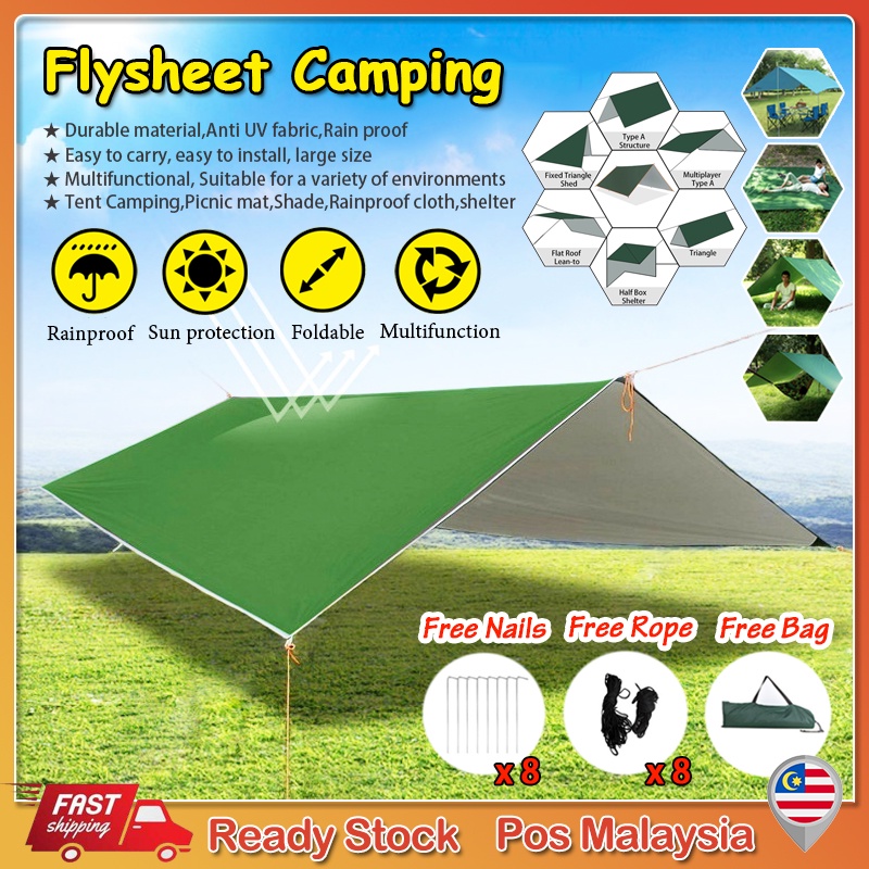【340x450cm】 Flysheet Waterproof Groundsheet Camping Tarp Tent Shelter ...