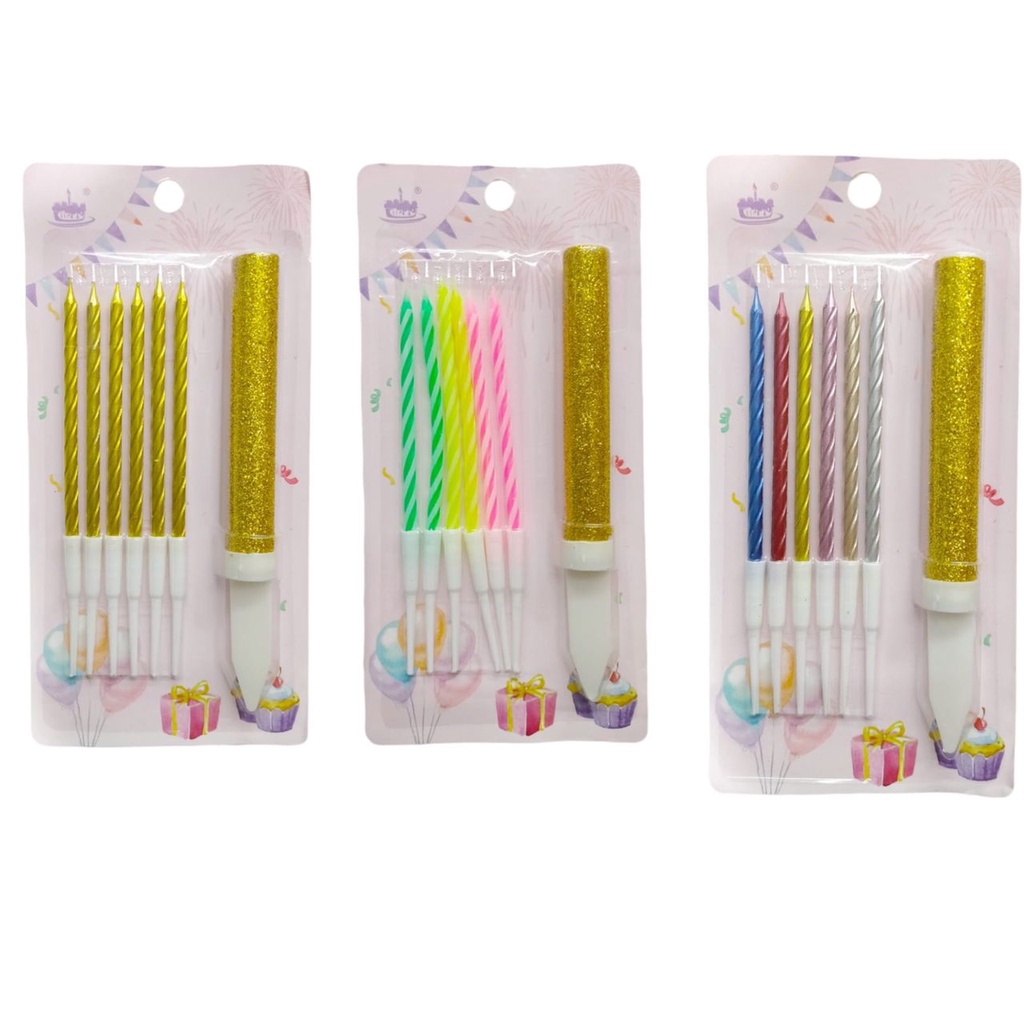 Candle Birthday Candle 6pcs Candle 1pcs Fireworks Set Lilin Bunga Api ...