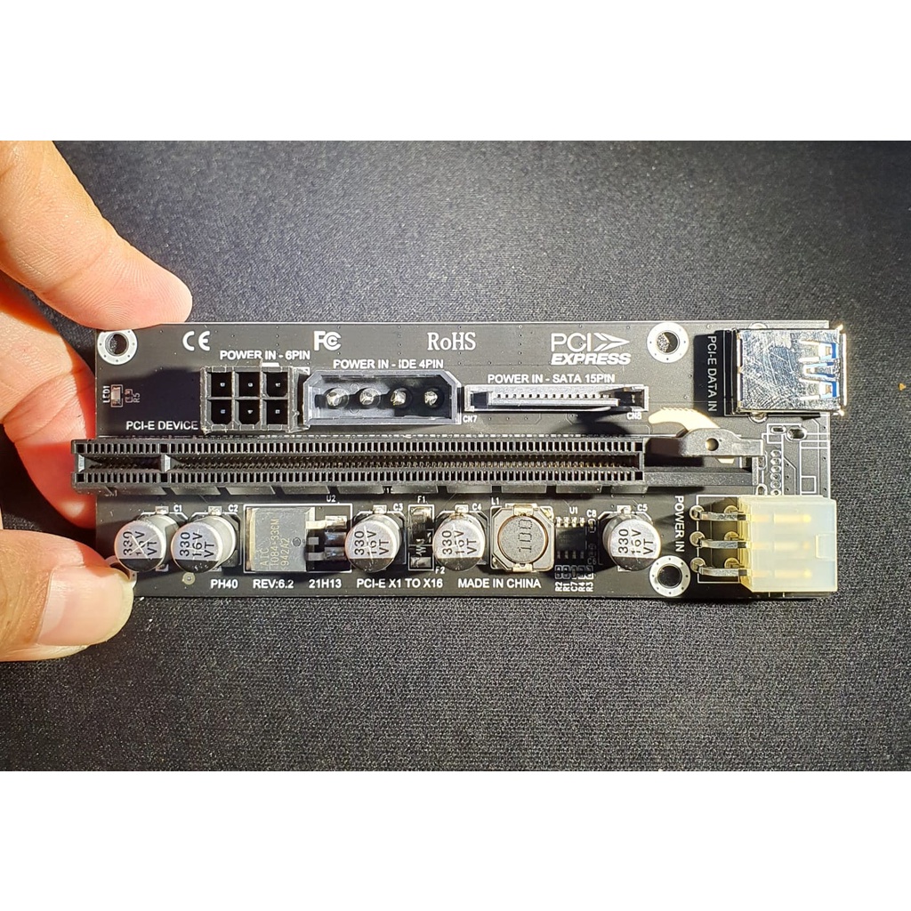 Premium GPU RISER PCIE 6 PIN MINING SATA 15 PIN BEST QUALITY | Shopee ...