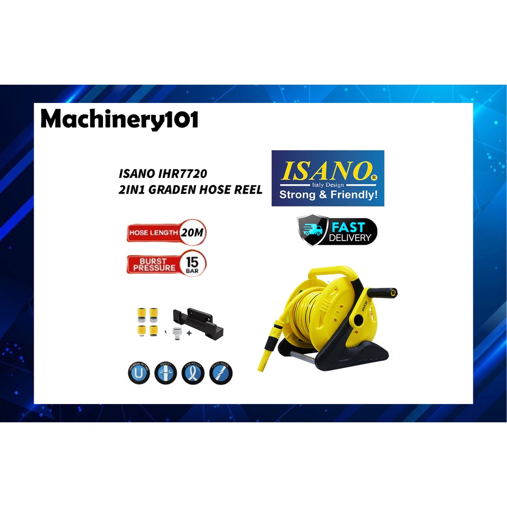 Isano IHR7720 Stackable Compact 20m Garden Hose Reel Free Standing ...