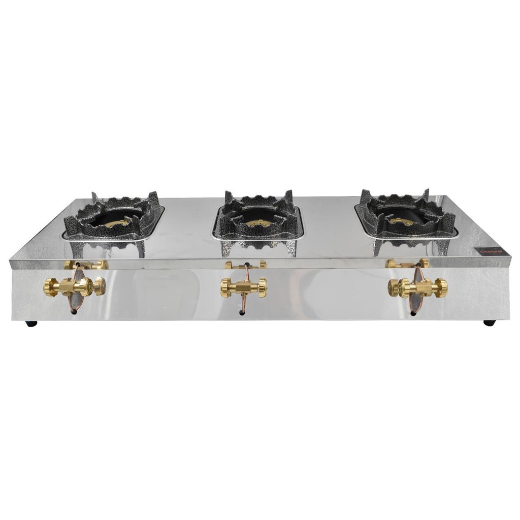 CHELSTAR 3 Burner Stainless Steel High Pressure Gas Cooker Stove Heavy ...