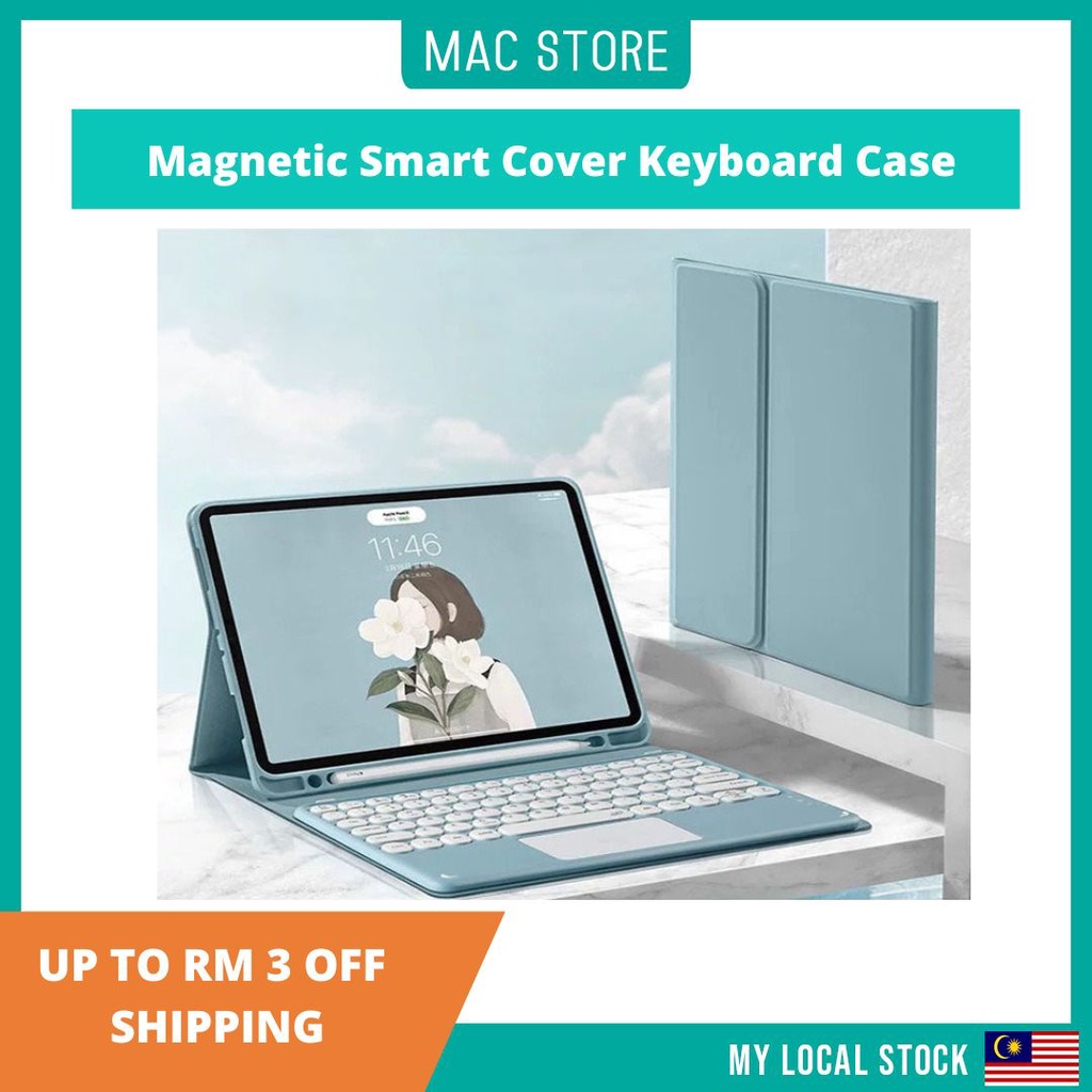 [Warranty] Smart Cover Keyboard Compatible for Ipad Case Detachable ...