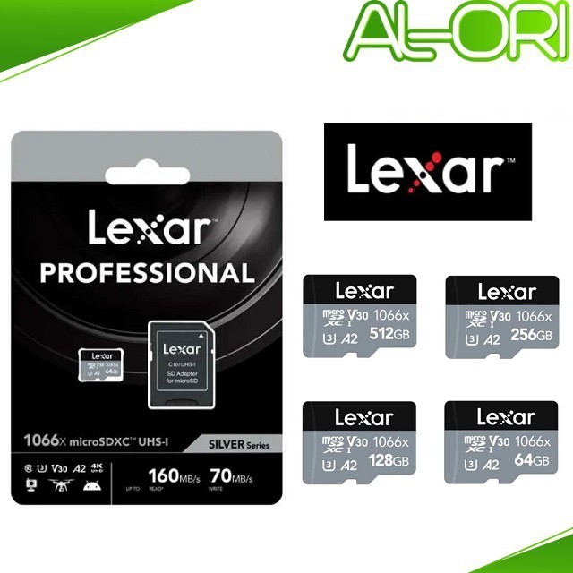 Lexar Professional 1066x 256GB 128GB 64GB MicroSDXC with SD Adapter ...