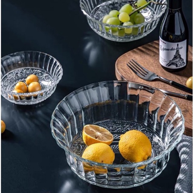 9"INCH Elegant Large Glass Clear Salad Bowl/ Glass Mixing Bowl, All ...