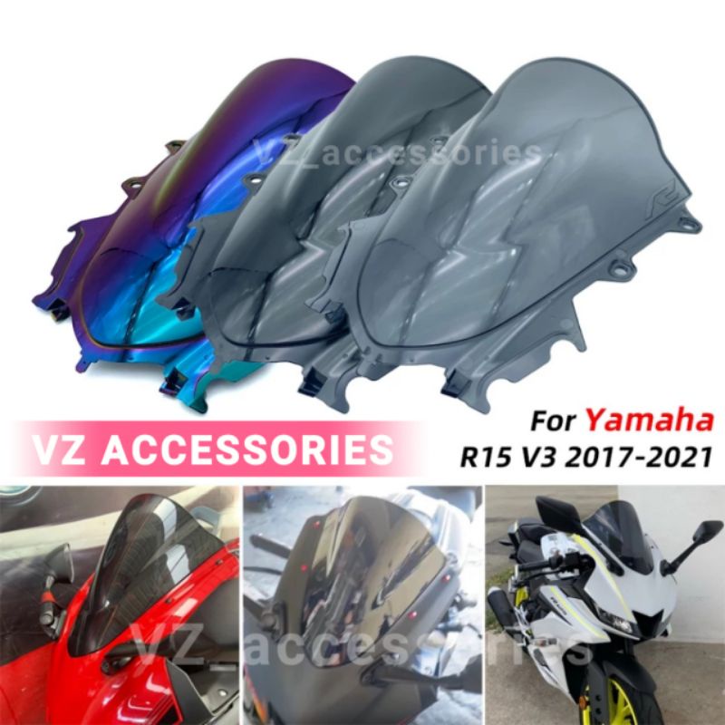 Motorcycle Windshield Yamaha R15 Double Bubble R Series Windscreen ...