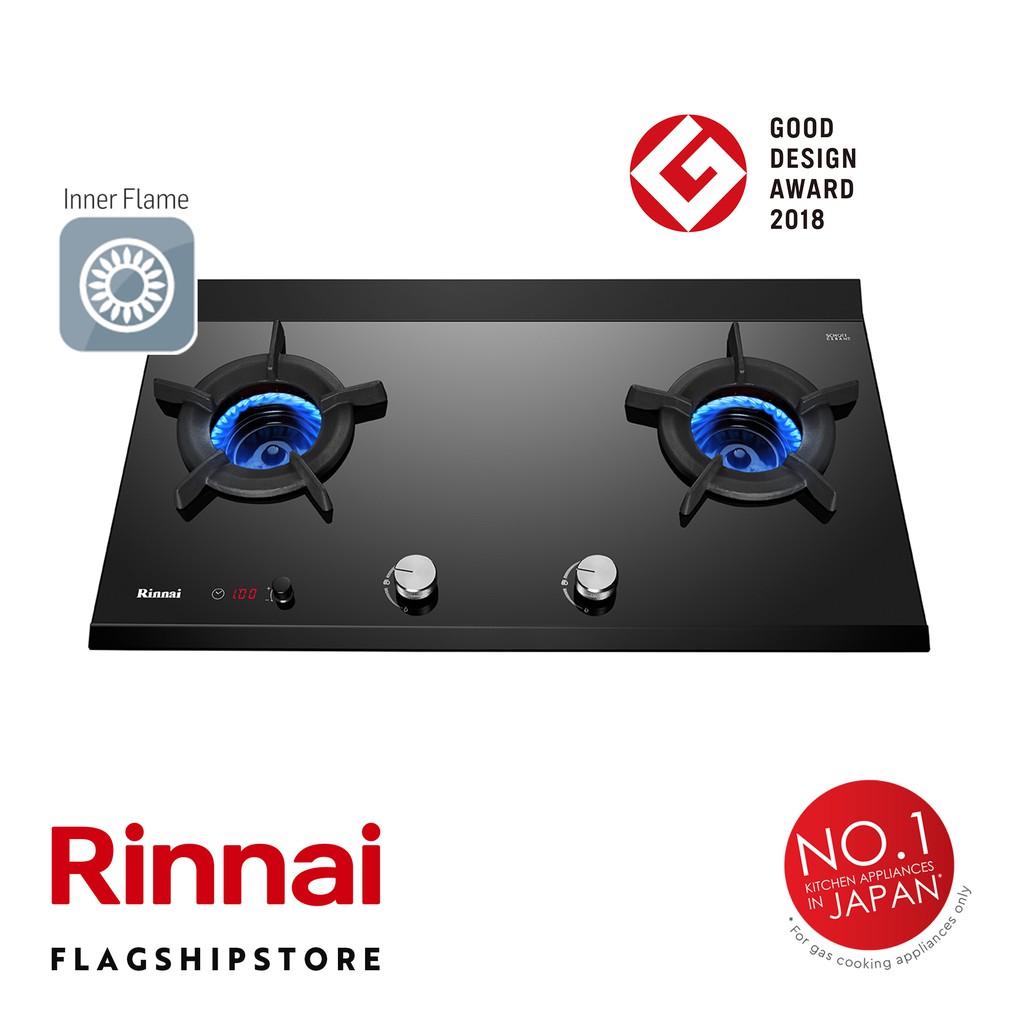 Rinnai Inner 2-Burner Built-in Gas Hob - Black (74cm) RB-2CGT | Shopee Malaysia