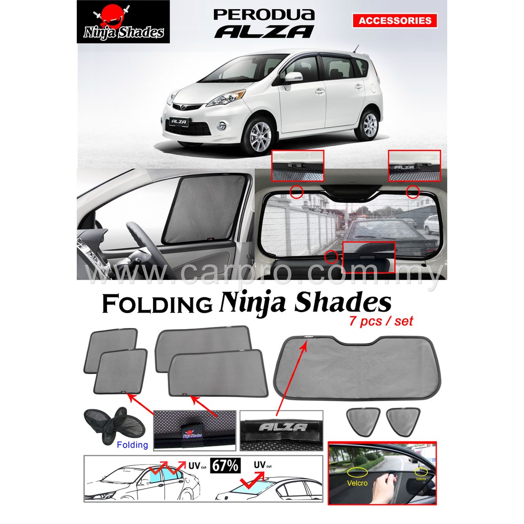 Perodua Alza Magnetic Ninja Shades Sunshade (7pcs) | Shopee Malaysia