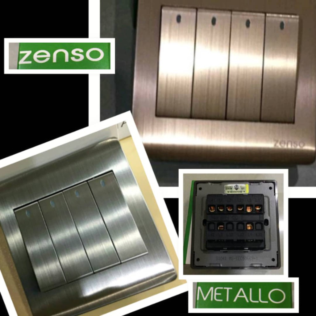 Zenso Metallo Series 4 Gang 1 Way Switch - Aluminium Gold/Silver ...