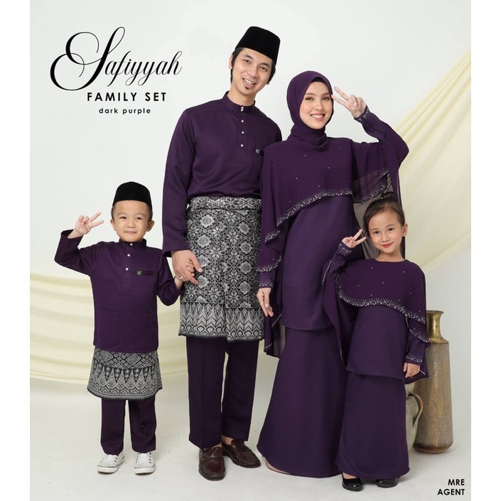 SET FAMILY WARNA DARK PURPLE | BAJU KURUNG MODEN SAFIYYAH | BAJU RAYA ...