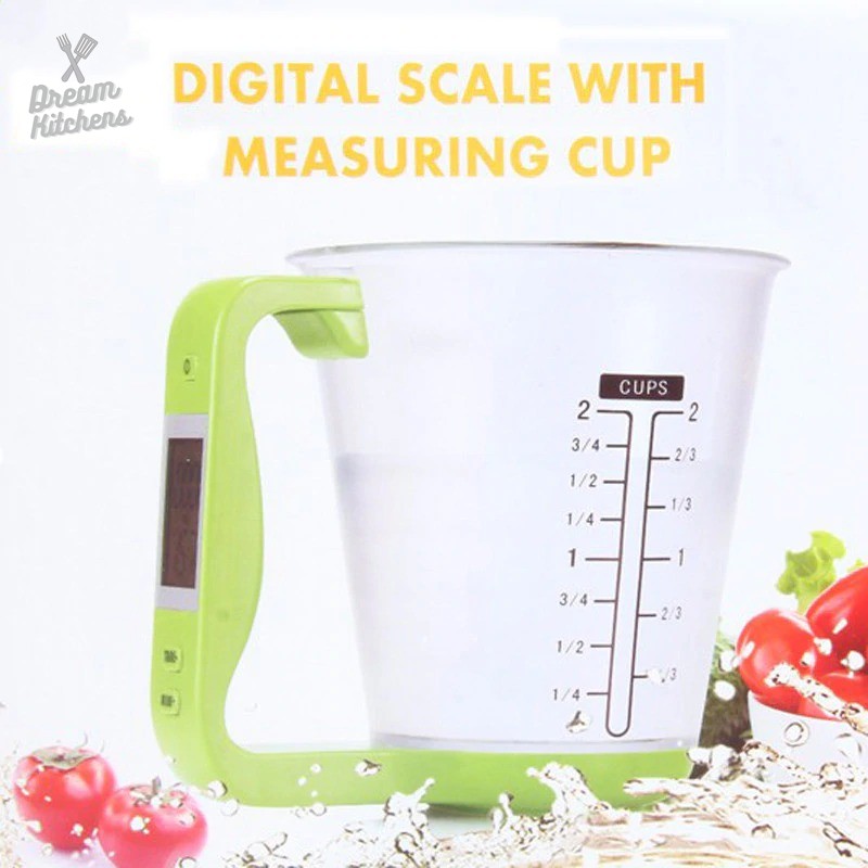 READY STOCK🇲🇾Kitchen Digital Measuring Cup Electronic Scale Display Multifunctional Temperature ...