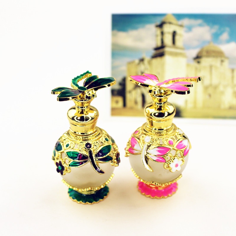 15ML Empty Refillable Perfume Bottle With Metal Golden Butterfly Kaca ...
