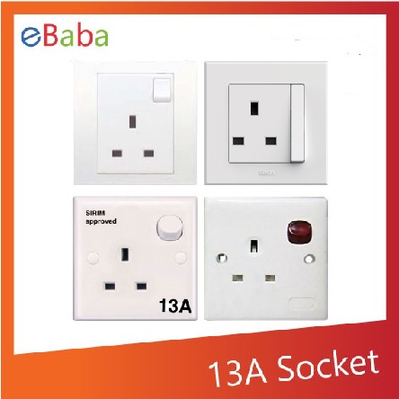 SIRIM Approved 13A Switches Socket White Color PVC Box 3x3 PNT 13A/13A ...
