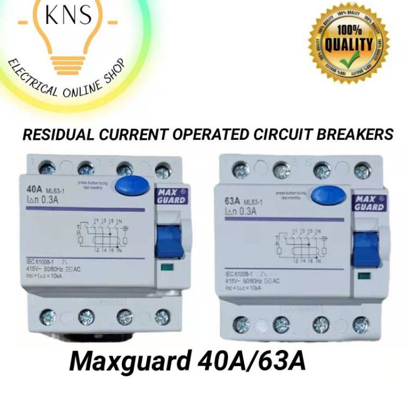 MAXGUARD 40A 63A 4POLE 300MA RCCB ELCB | Shopee Malaysia