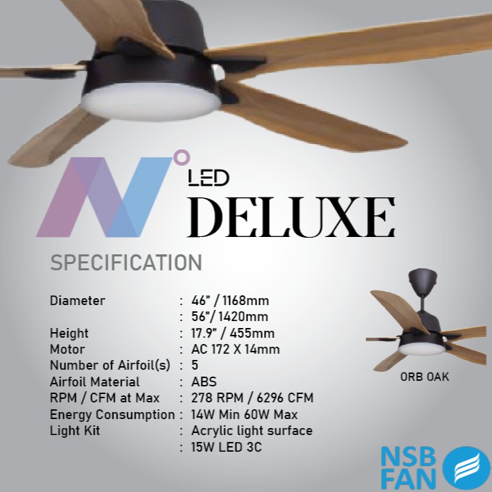 NSB N° LED Deluxe OAK/MAHOGANY (3 COLOUR LIGHT) Remote Control 46"/56 ...