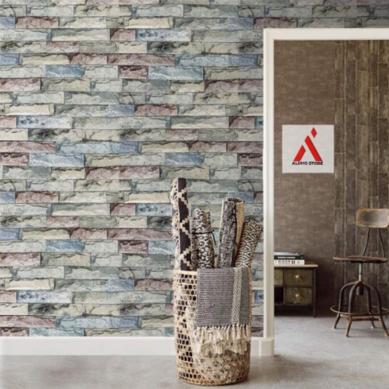 Colorful Natural Stone Motif Wall Sticker Wallpaper 8m x 45Cm | Shopee ...