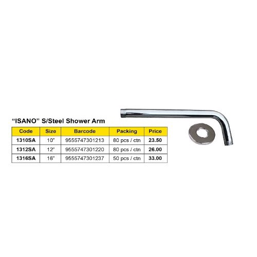 ISANO STAINLESS STEEL SHOWER ARM 12" | Shopee Malaysia