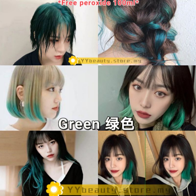 Green Professional Hair Color Set 100ml Dye Hair Warna Rambut hijau ...
