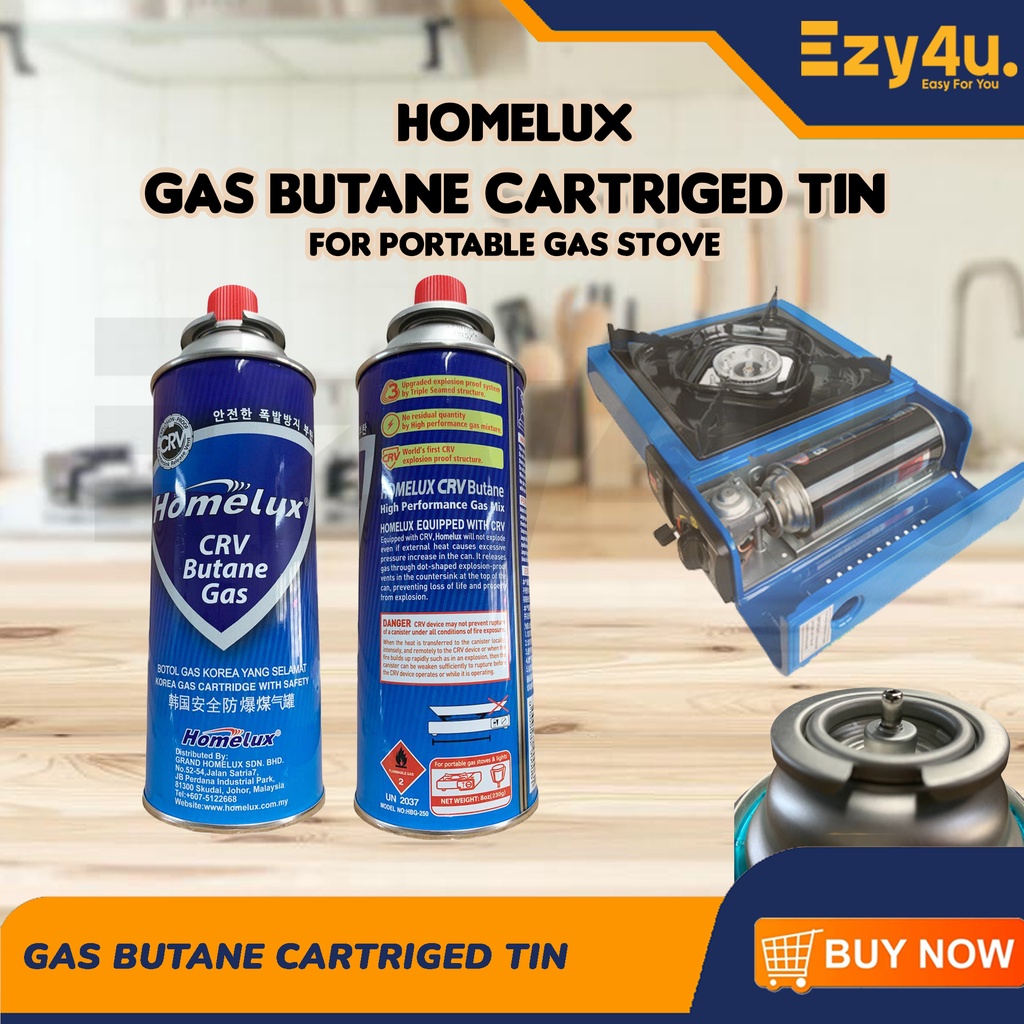Homelux Butane Gas Cartridge Tin Portable Gas Stove Camping BBQ Grill ...
