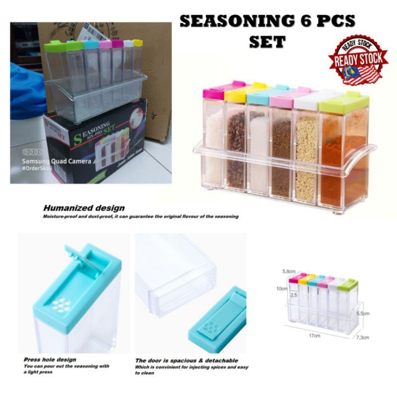 Seasoning 6 pcs bottle per set (bekas isi rempah ratus/gula/garam ...
