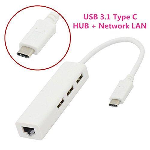 USB-C Multi-function Lan Adapter USB-C RJ45 Ethernet 3Port HUB Router ...