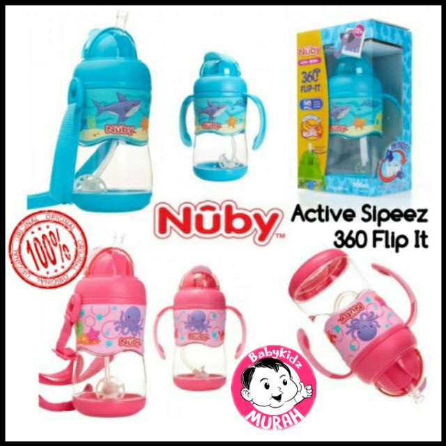 Botol Air Nuby Active Sipeez 360 Tritan Flit It With Weighted Straw 400ml (13oz) | Botol Air ...