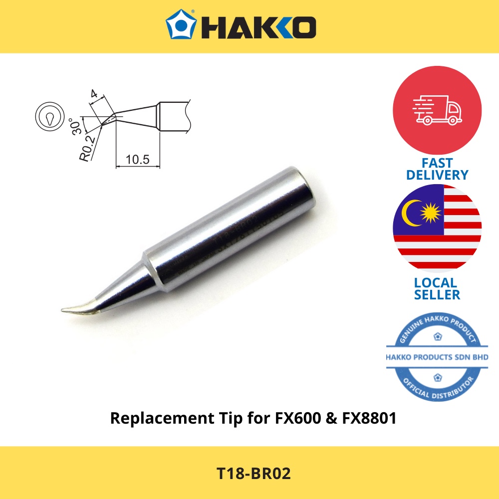 HAKKO SOLDERING TIP T18-BR02 SHAPE-0.2BR | HAKKO PRODUCTS T18 SOLDERING STATION REPLACEMENT TIP ...