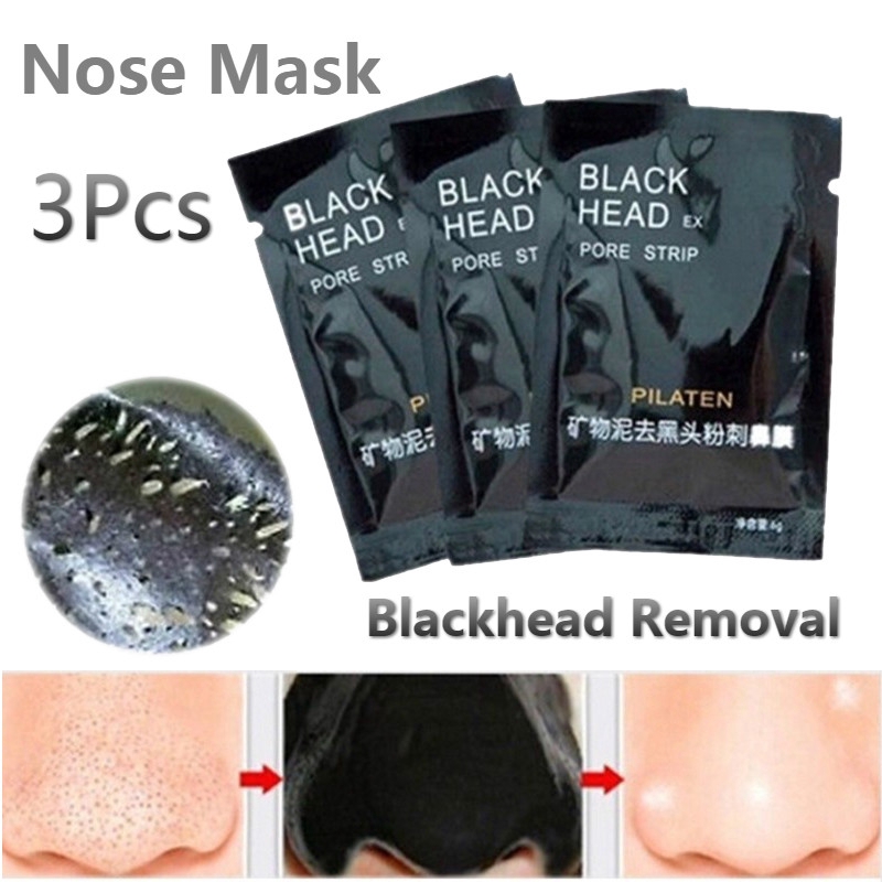 Nose Mask 3 Pcs/ Facial Cleanup 3 Pcs/ Mineral Black Mud Nose Black ...