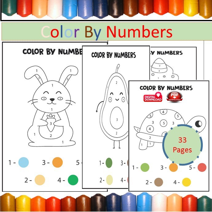 Printable 30 Pages Worksheet Workbook Color By Number Activity Mari ...
