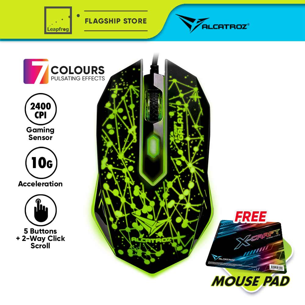Alcatroz X-Craft Classic Gaming Mouse 2400 CPI 4 Button (Wired Mouse ...
