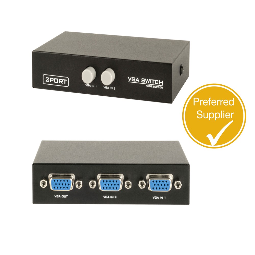 2-Port 2 IN 1 OUT Switcher Selector Box Two Way VGA Video Switch for PC ...