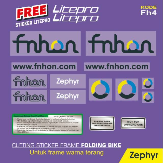 Cutting sticker Folding Bike frame Fnhon Zephyr model, | Shopee Malaysia