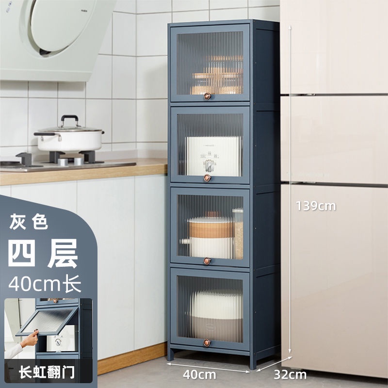 kitchen shelf cabinet Bamboo multi-function storage cabinet microwave ...