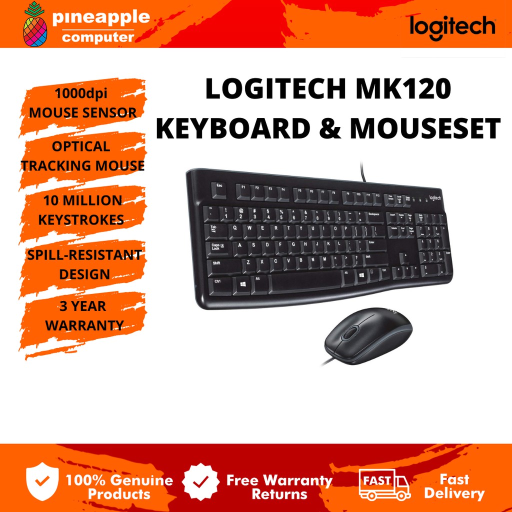 Logitech MK120 Desktop Keyboard + Mouse [Combo Set] 920-002586 | Shopee ...