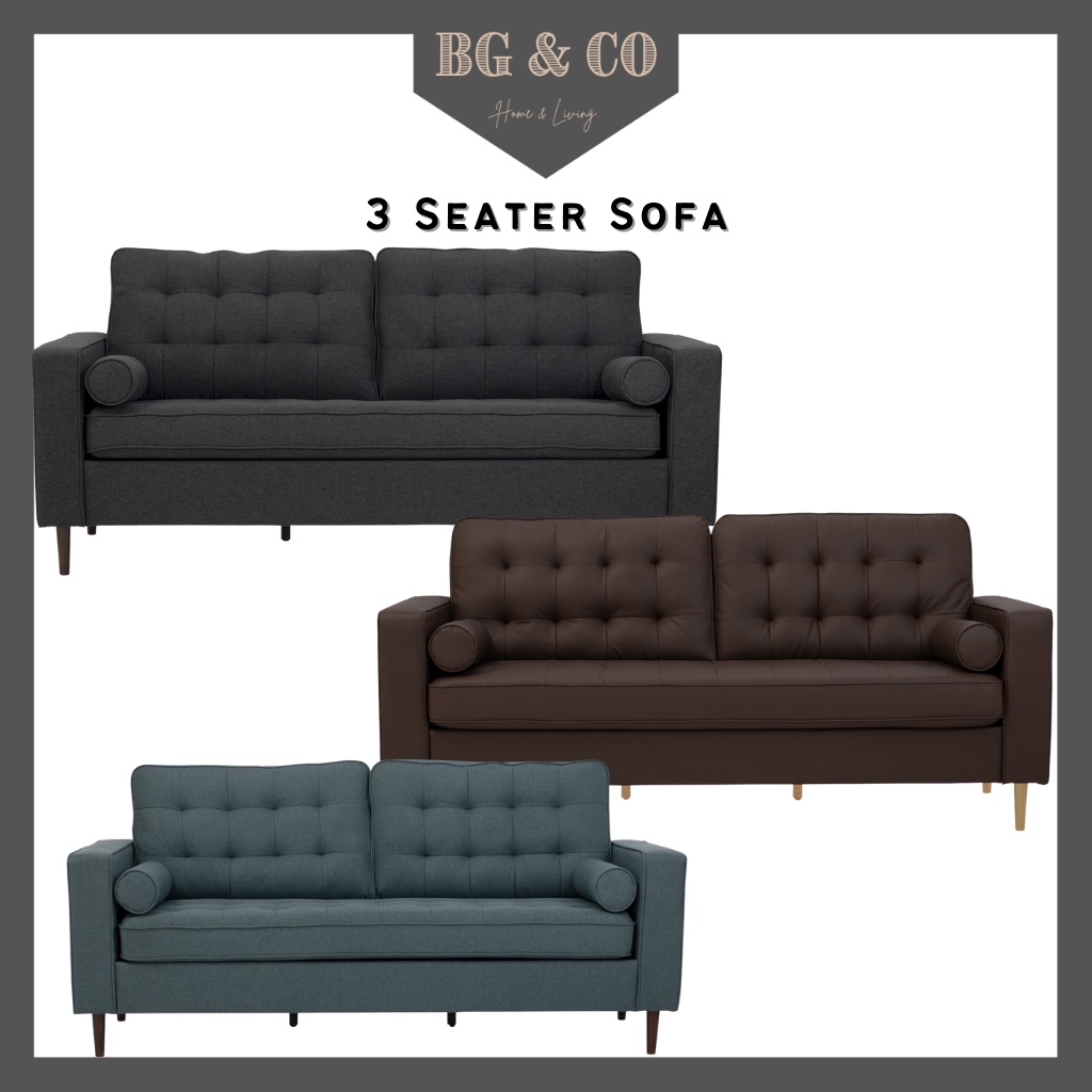 BG ROYCE Sofa 3 Seater Sofa Murah Fabric Sofa Kain PU Leather Sofa Kusyen Sofa Kayu Ruang Tamu ...