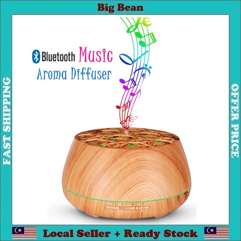 Ultrasonic Bluetooth Music Aroma Diffuser | Aroma Diffuser Muzik Bluetooth Ultrasonik | Shopee ...