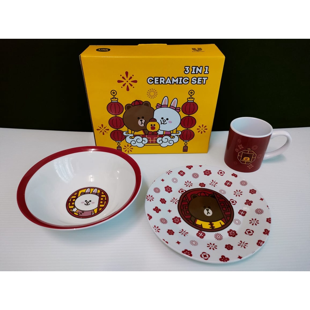 🌈Limited Edition🌈 LINE FRIENDS 3 in 1 CERAMIC SET | Shopee Malaysia