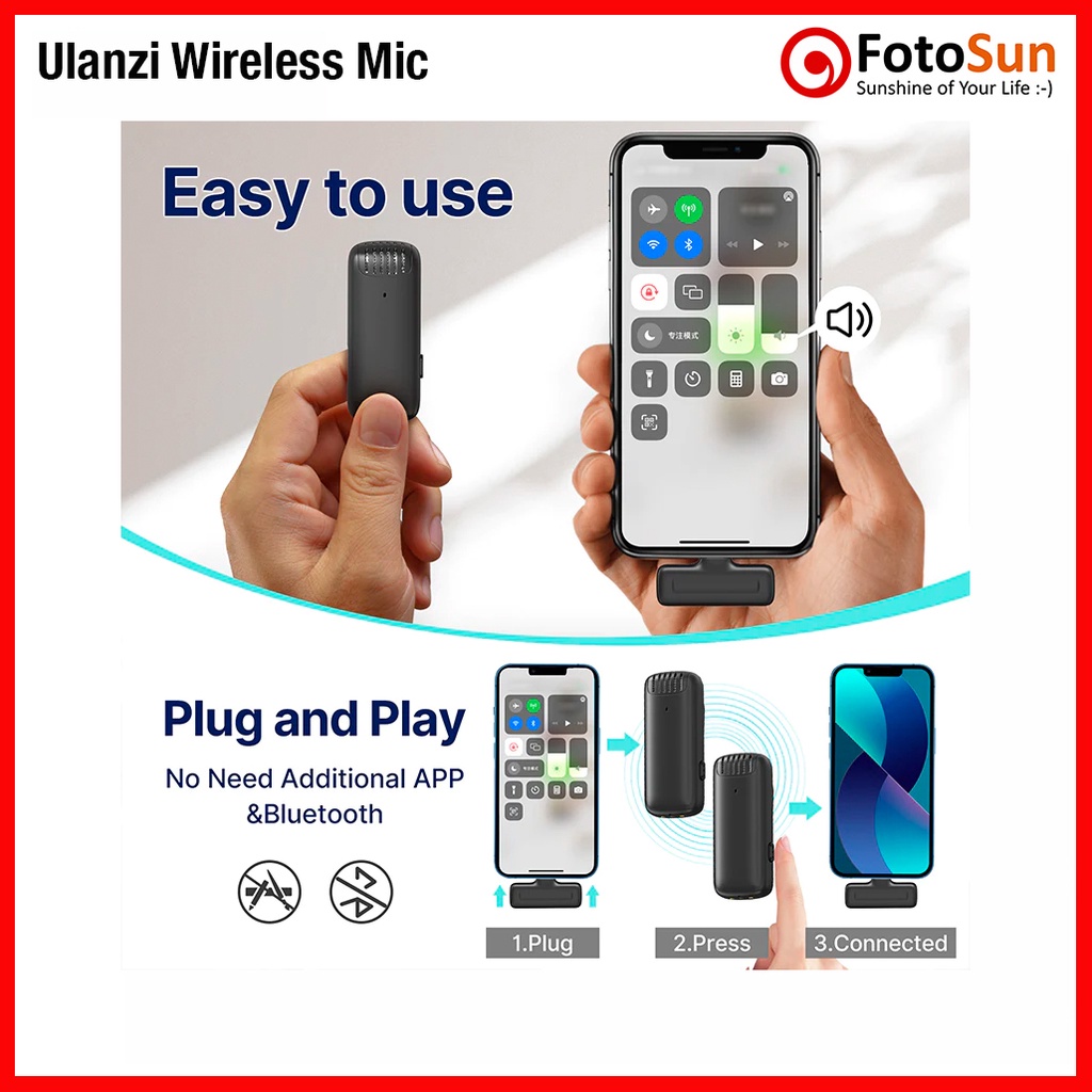 Ulanzi J12 Wireless microphone for Iphone and Andriod USB-C Tiktok ...