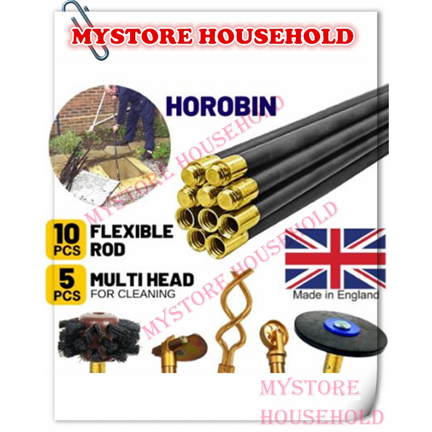HOROBIN Sewage Cleaning Rod Polypropylene 4' ( 10Pcs ) With Accessories ...
