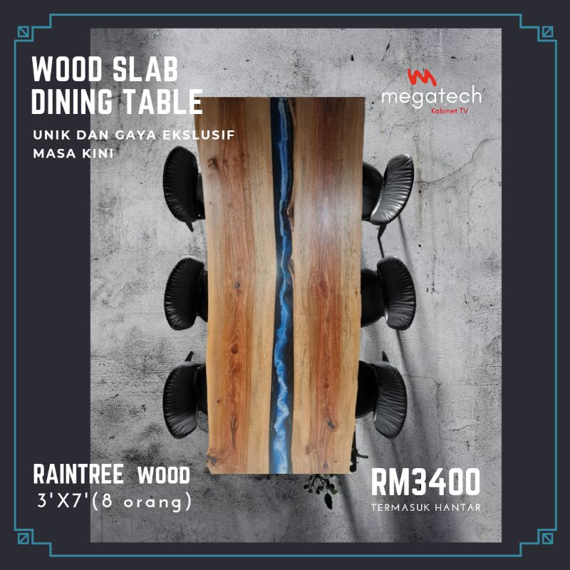 Meja makan kayu balak / dining table wood slab | Shopee Malaysia