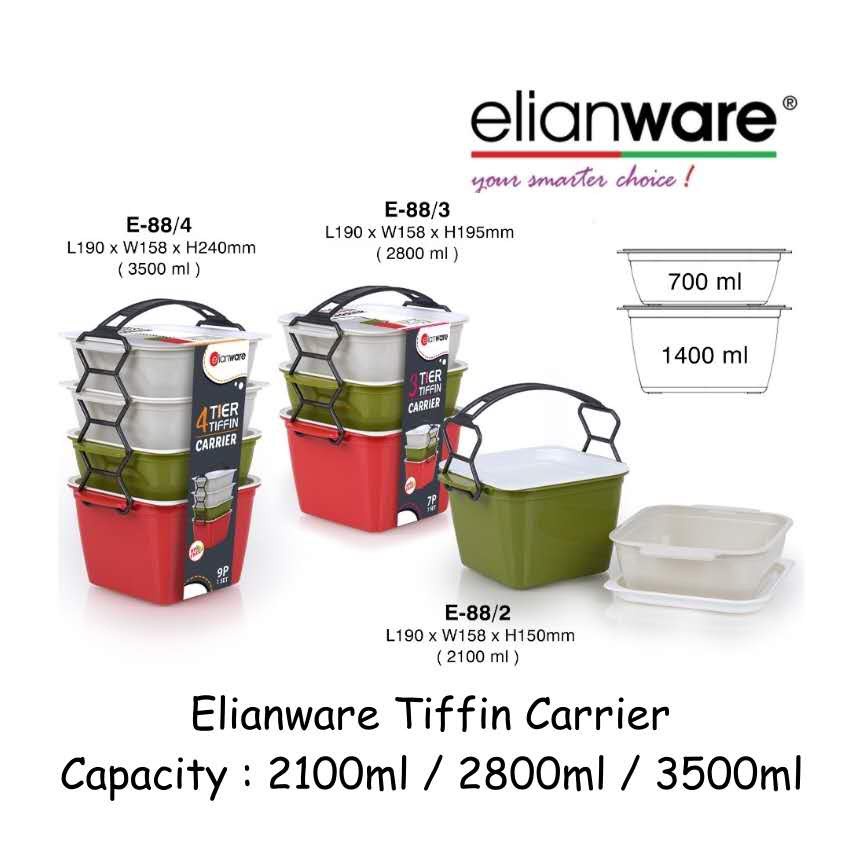ELIANWARE BPA Free Multi-Layer Lunch Box 2 / 3 / 4-Tier Tiffin Plastic ...