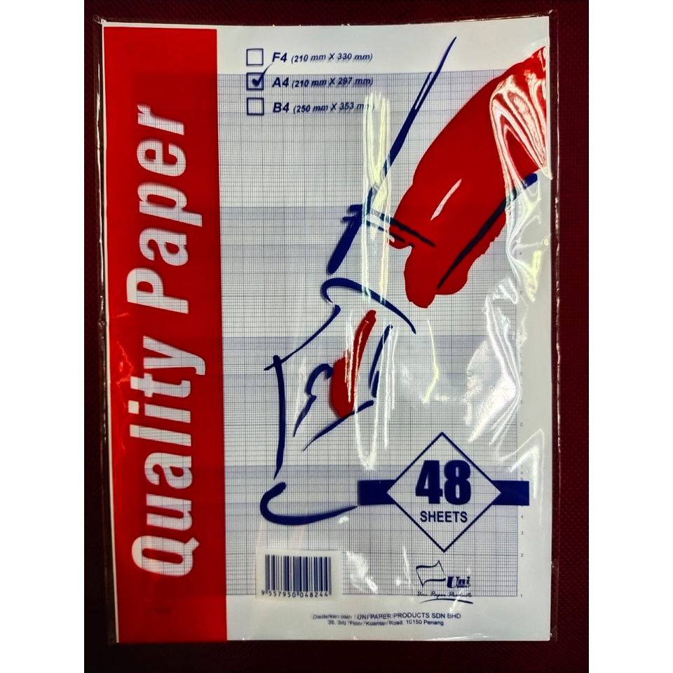 UNI PAPER A4 SEMILOG GRAPH PAPER 48'S 70GSM (BLUE SEMI-LOG GRID ...