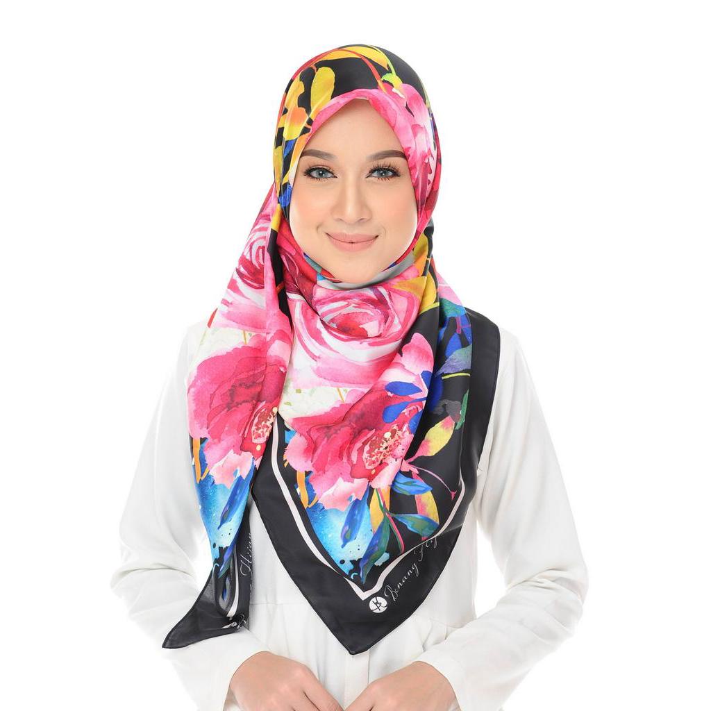 Ranea Satin Silk Square Scarf - Bold Floral (35') | Shopee Malaysia