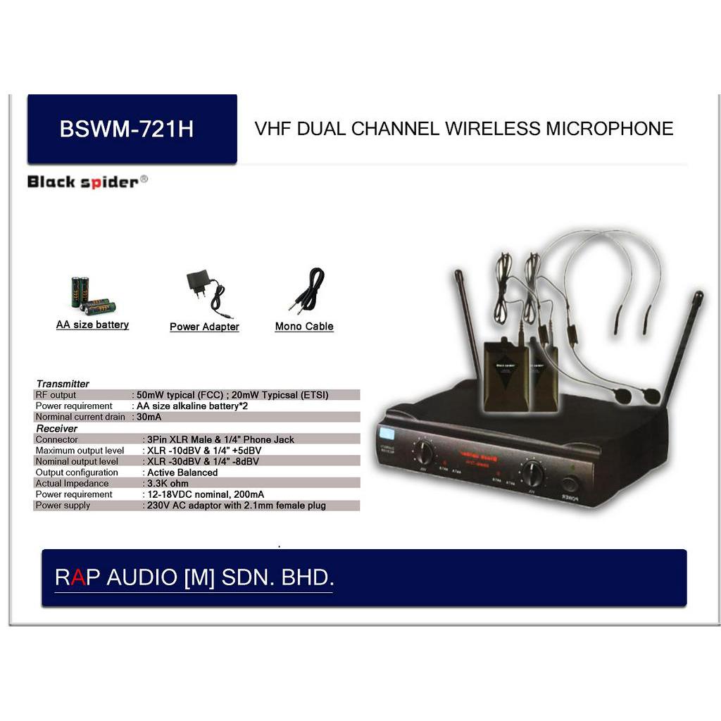[BLACK SPIDER] BSWM-721H UHF WIRELESS MICROPHONE (HEADSET) | Shopee Malaysia