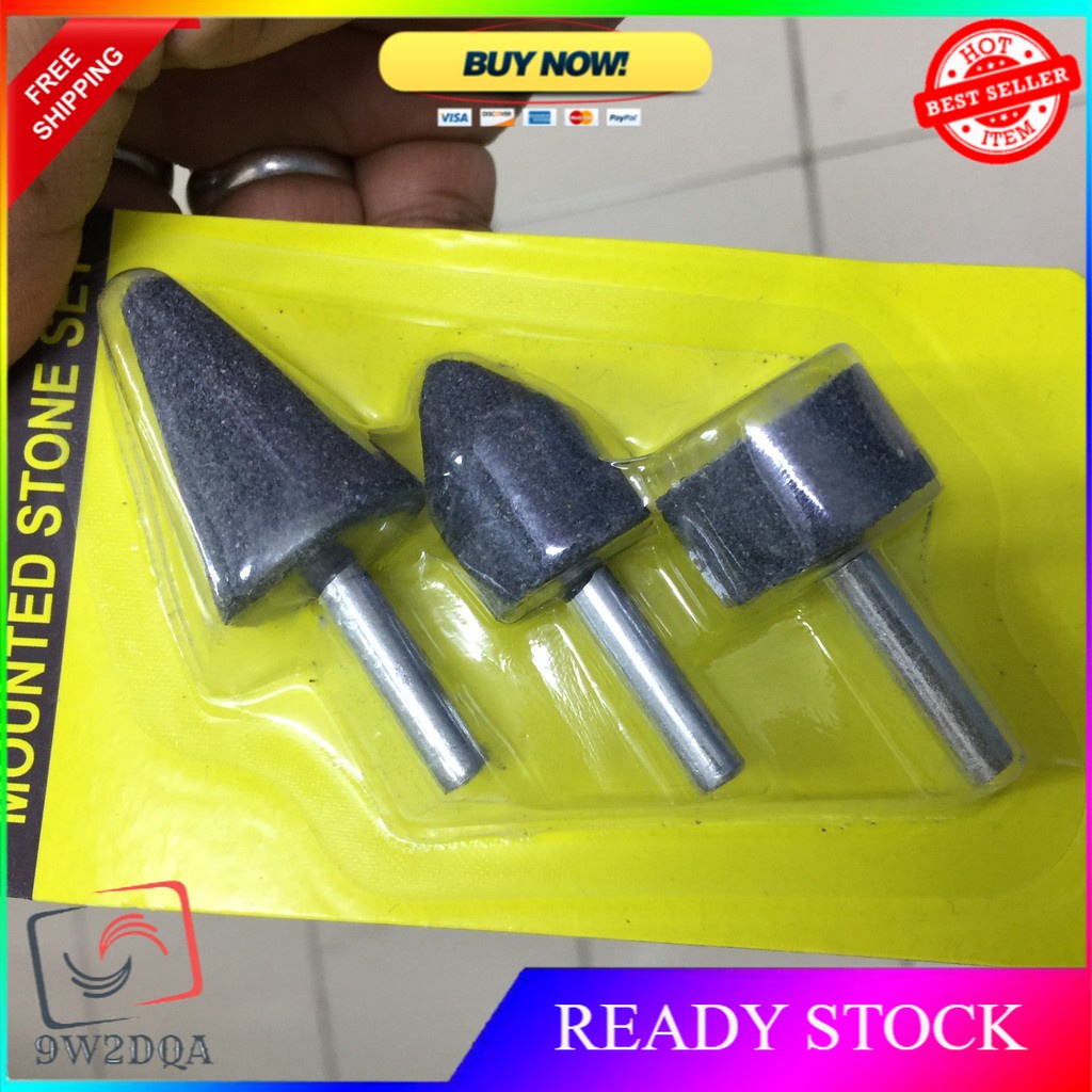 {NEW} 3pcs Abrasive Mounted Stone Points Set Grinding Wheel Polishing ...
