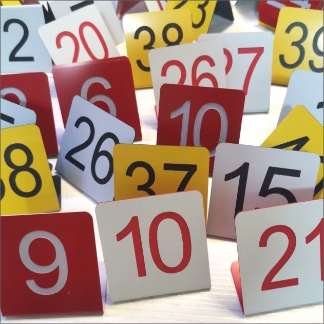 Table Number Plate (Tebal) White v Shape x 10units编号牌 号码牌 餐厅桌子数字号牌 桌号牌 ...