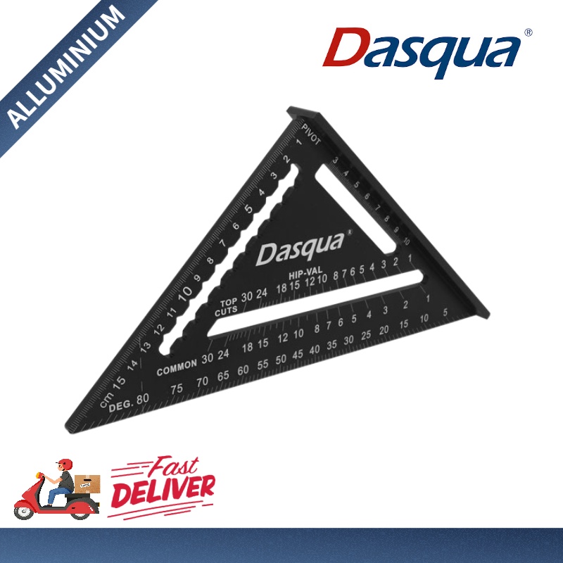 Dasqua 7“ Triangular Ruler Square Metric Aluminium Alloy Triangle Angle ...