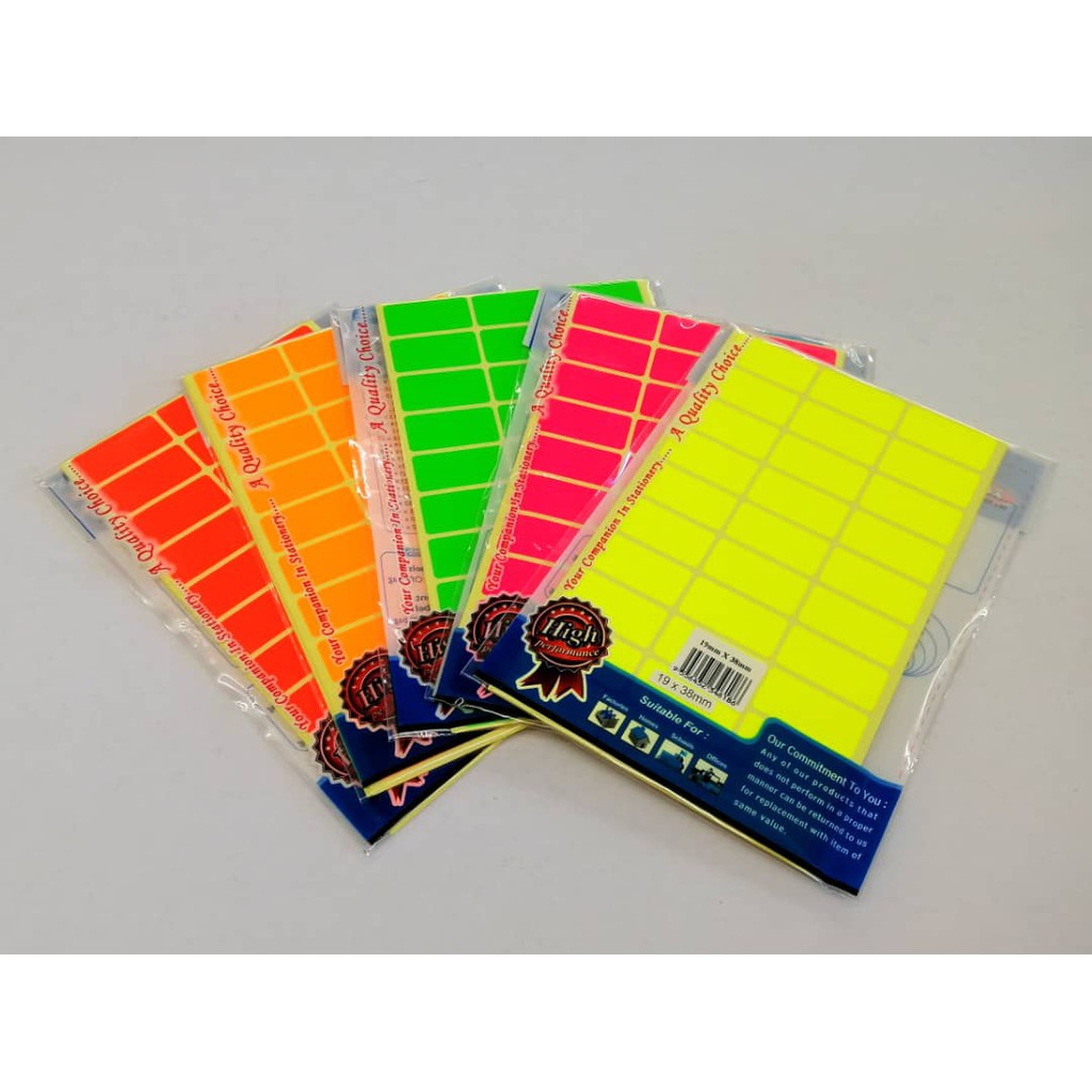 YOSOGO SELF ADHESIVE LABEL STICKER -FLORESCENT COLOUR (10's/Pkt ...